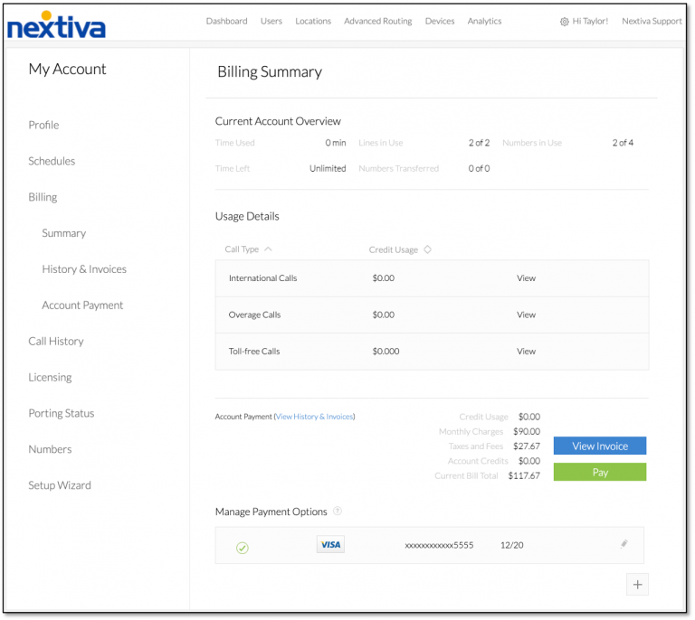 Viewing your billing summary in NextOS | Nextiva Support